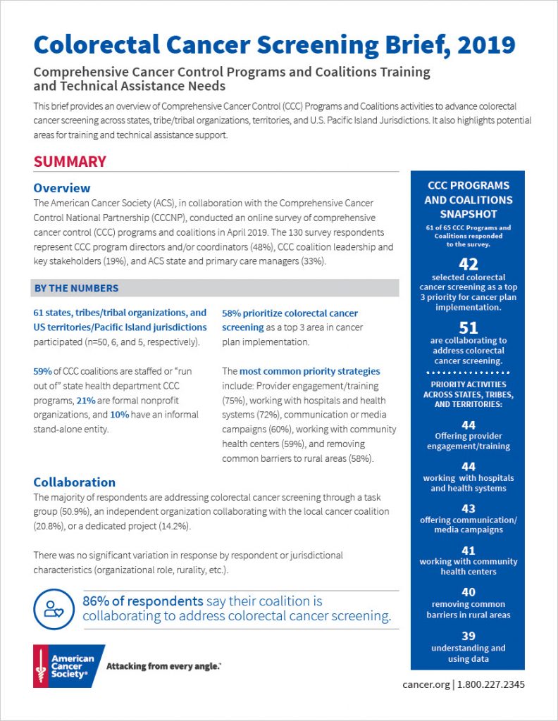 2019 Comprehensive Cancer Control Data Briefs - ACS4CCC