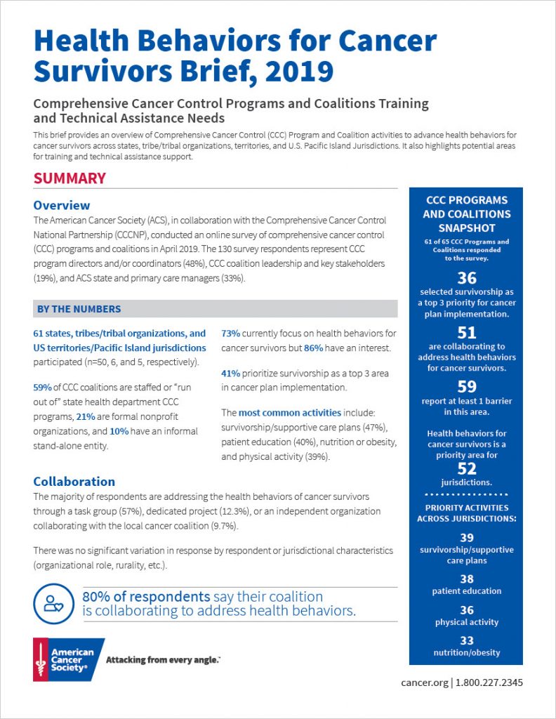 2019 Comprehensive Cancer Control Data Briefs - ACS4CCC