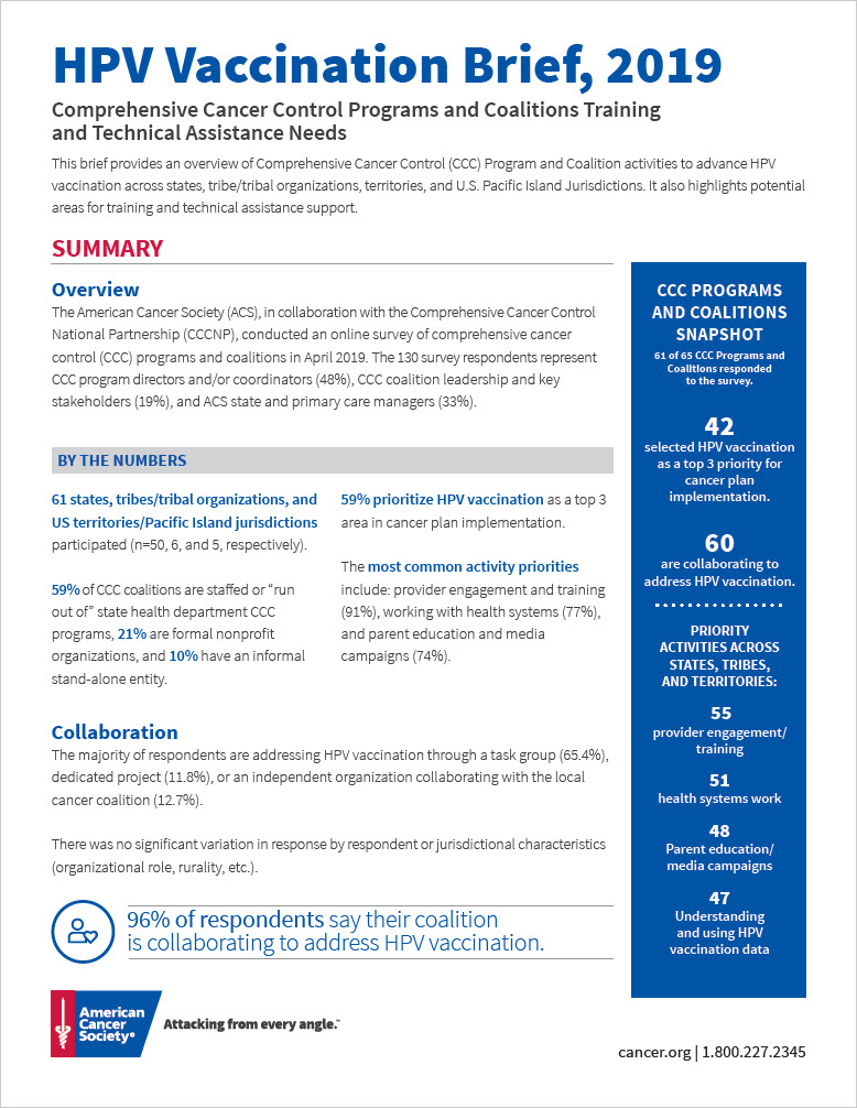 2019 Comprehensive Cancer Control Data Briefs - ACS4CCC