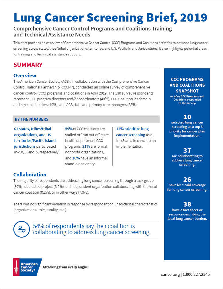 2019 Comprehensive Cancer Control Data Briefs - ACS4CCC