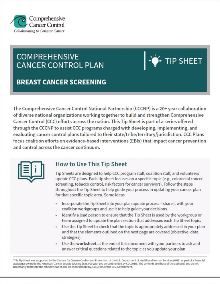 Cancer Plan Tip Sheets - ACS4CCC